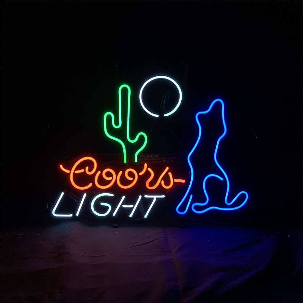 Cactus Moon Wolf Coyote Coors Light Beer Neon Sign Custom Glass – Neon ...