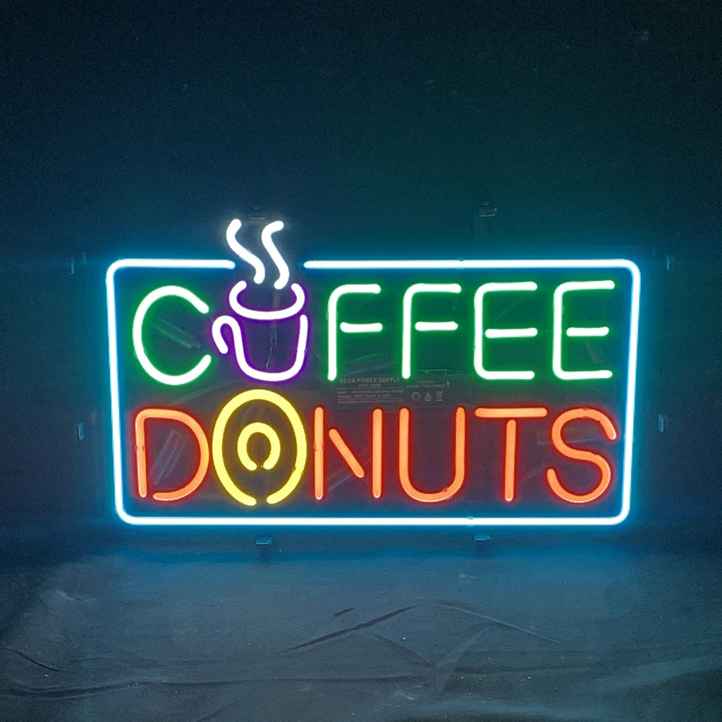 Coffee Donuts Neon Light Sign 100% Custom Real Glass Wall Art – Neon ...