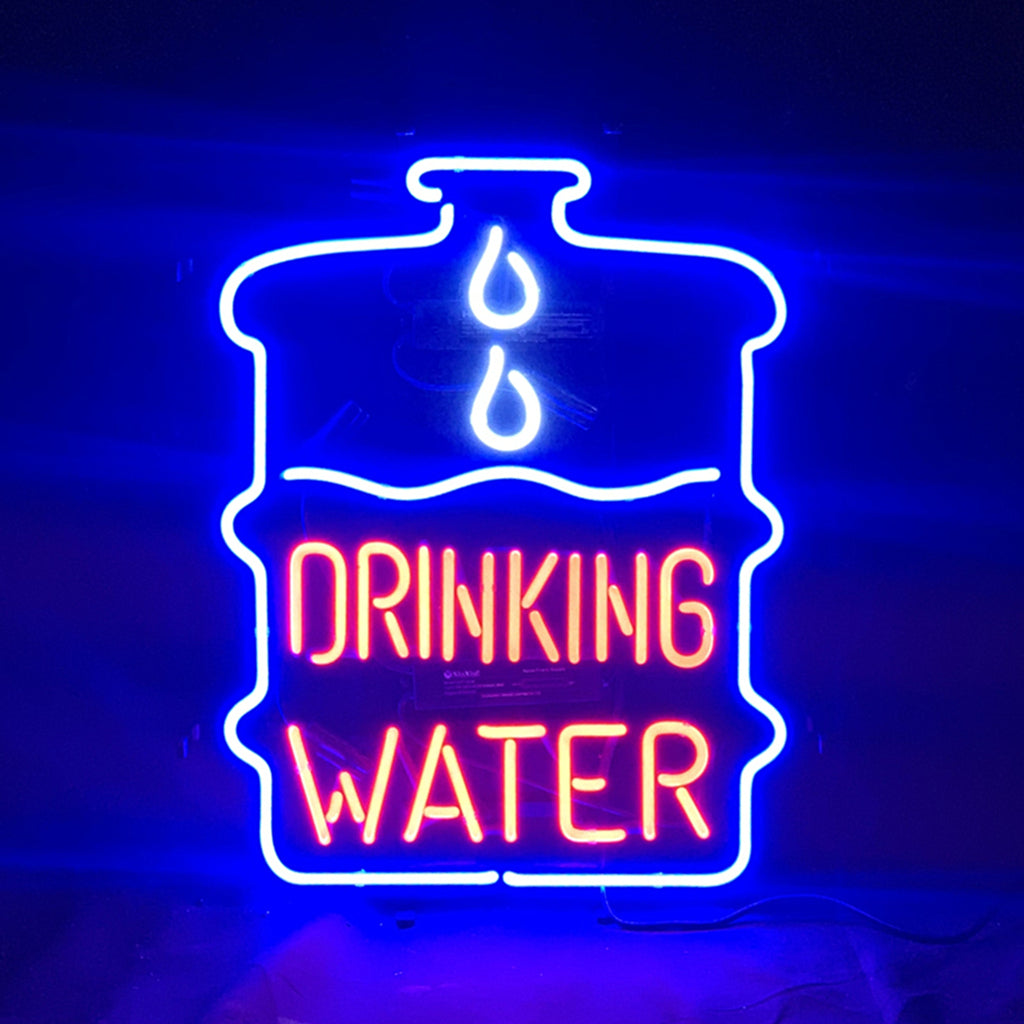 Drinking Water Neon Light Sign 100% Custom Real Glass Wall Art – Neon ...