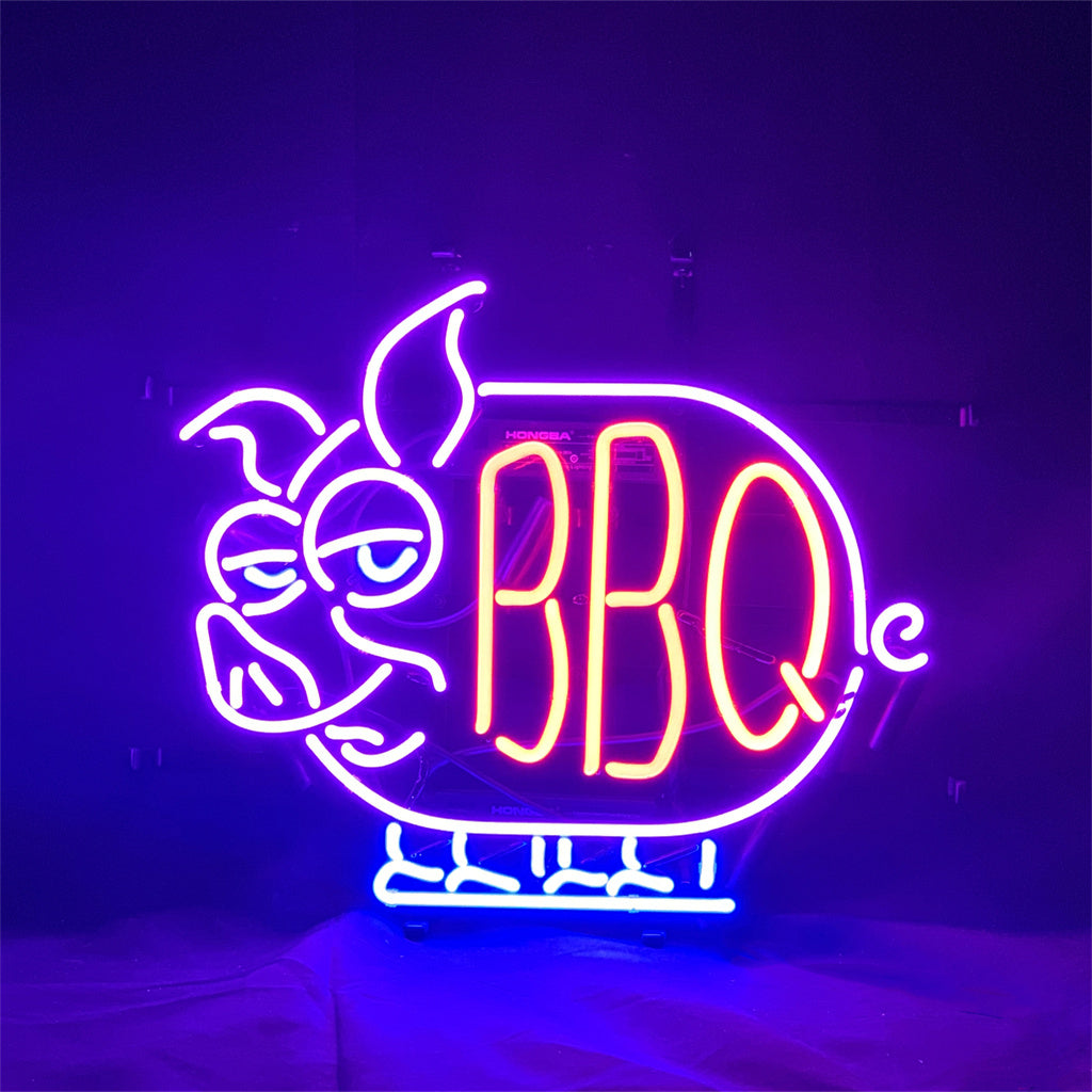 Pig BBQ Neon Light Sign 100% Custom Real Glass Wall Art – Neon Signs Land