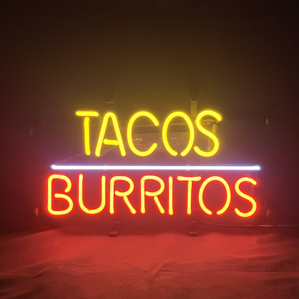 Tacos Burritos Neon Light Sign 100% Custom Real Glass Wall Art – Neon ...