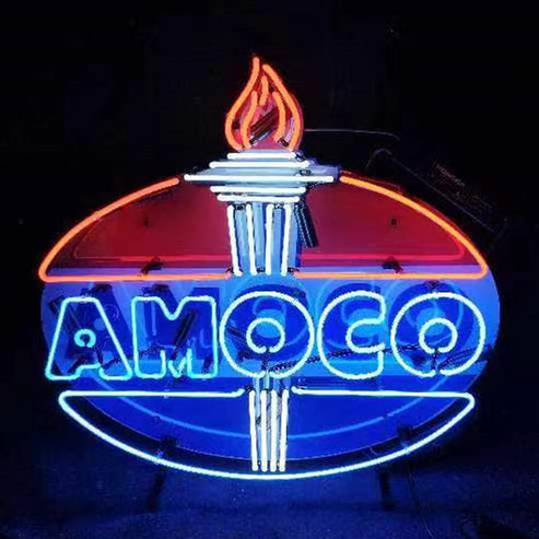 Amoco Gasoline Neon Sign Light Vintage Style Handmade Glass – Neon ...